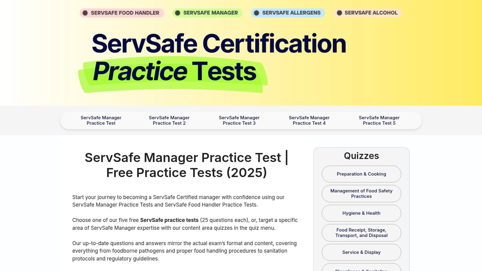 Top Food Manager Certification Practice Test Resources 2025