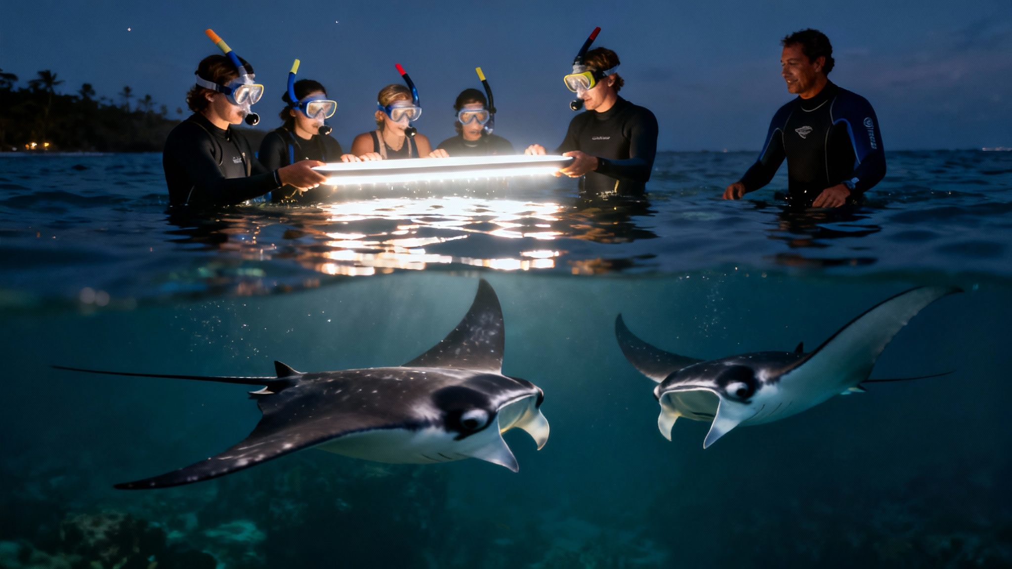 Swim with manta rays big island: Kona Night Snorkel Guide