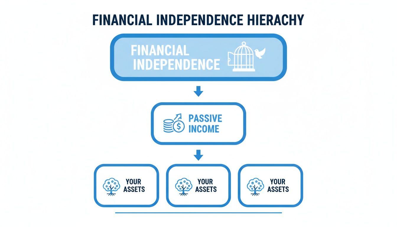 A diagram illustrating the Financial Independence Hierarchy: Assets ...