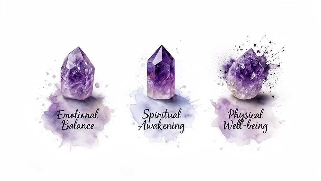 Explore amethyst crystal meaning: Calm, clarity, and healing — Evolve Mala